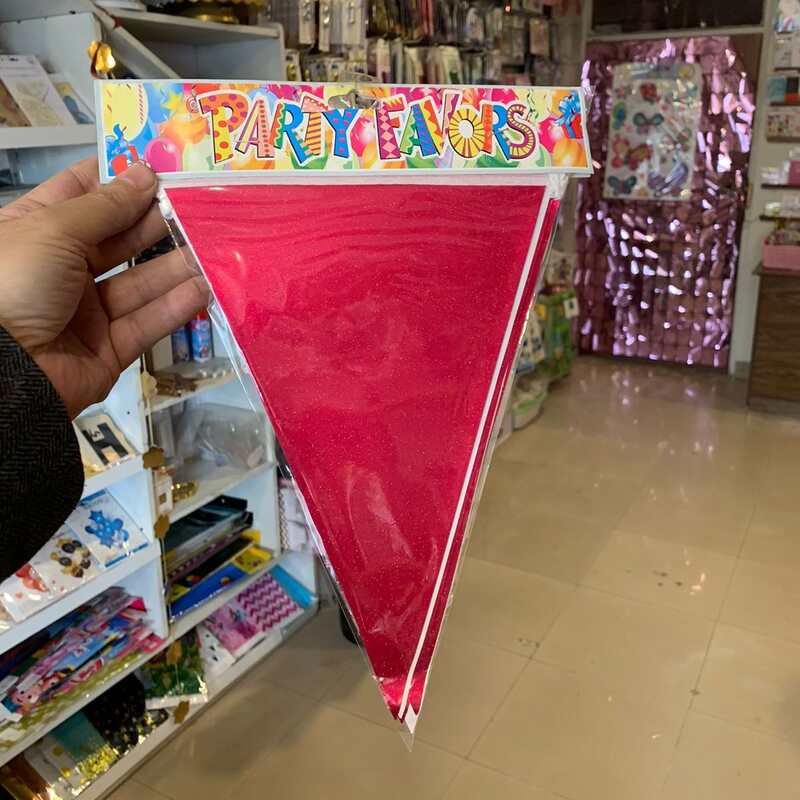 Flag ( Bunting ) Reflective Glitter Red ( 10 pcs ) – Basics.pk