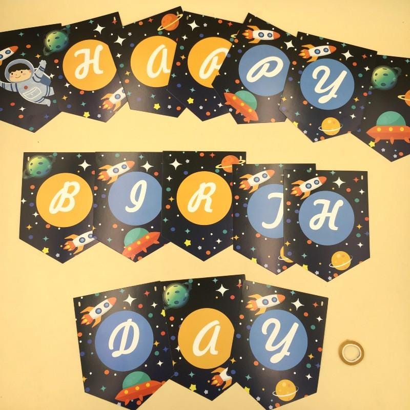 Banner Space Happy Birthday Black Night – Basics.pk