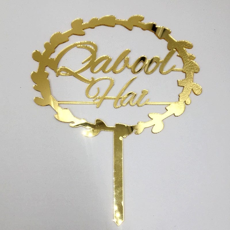 Cake Topper Acrylic Golden Qabool Hai – Basics.pk