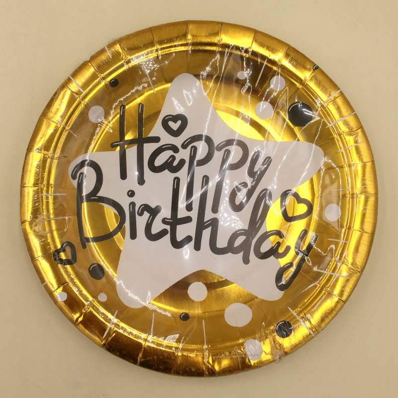 Plates (10 Small) HBD Golden Shine With White Star – Basics.pk