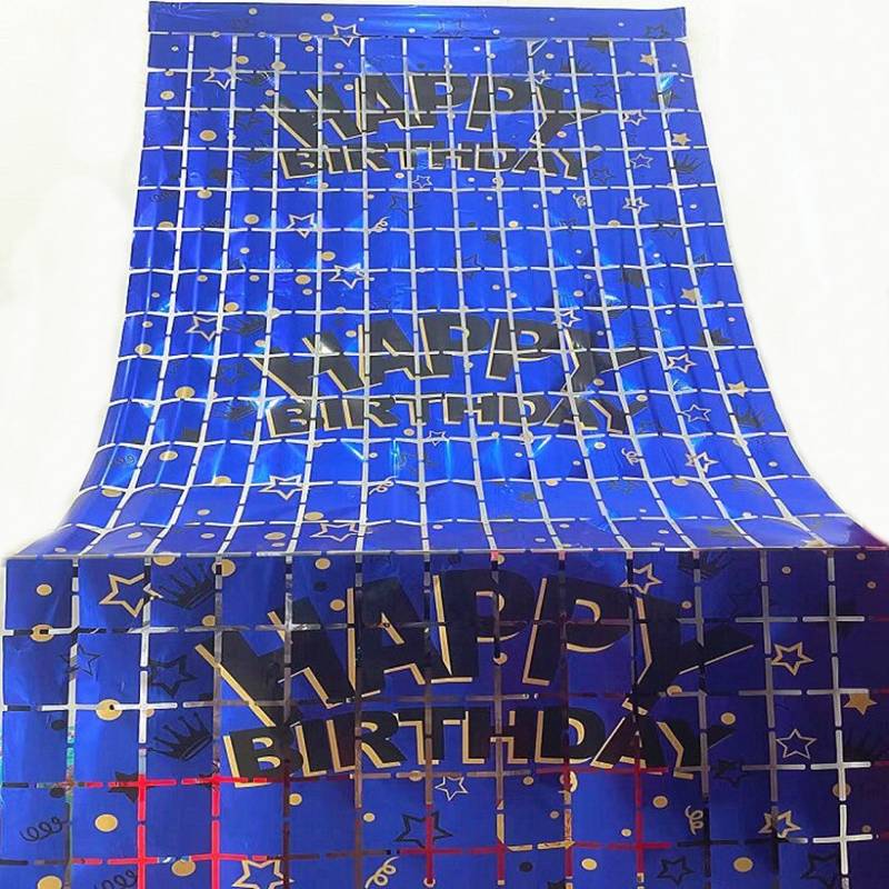 Curtain Foil Block Square Happy Birthday Party Backdrop Decorations ...